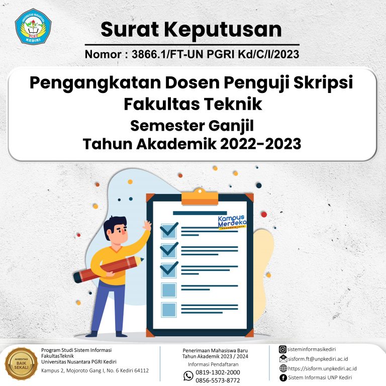 SK PENGUJI SKRIPSI SEMESTER GANJIL TAHUN AKADEMIK 2022-2023 – Prodi Sistem Informasi