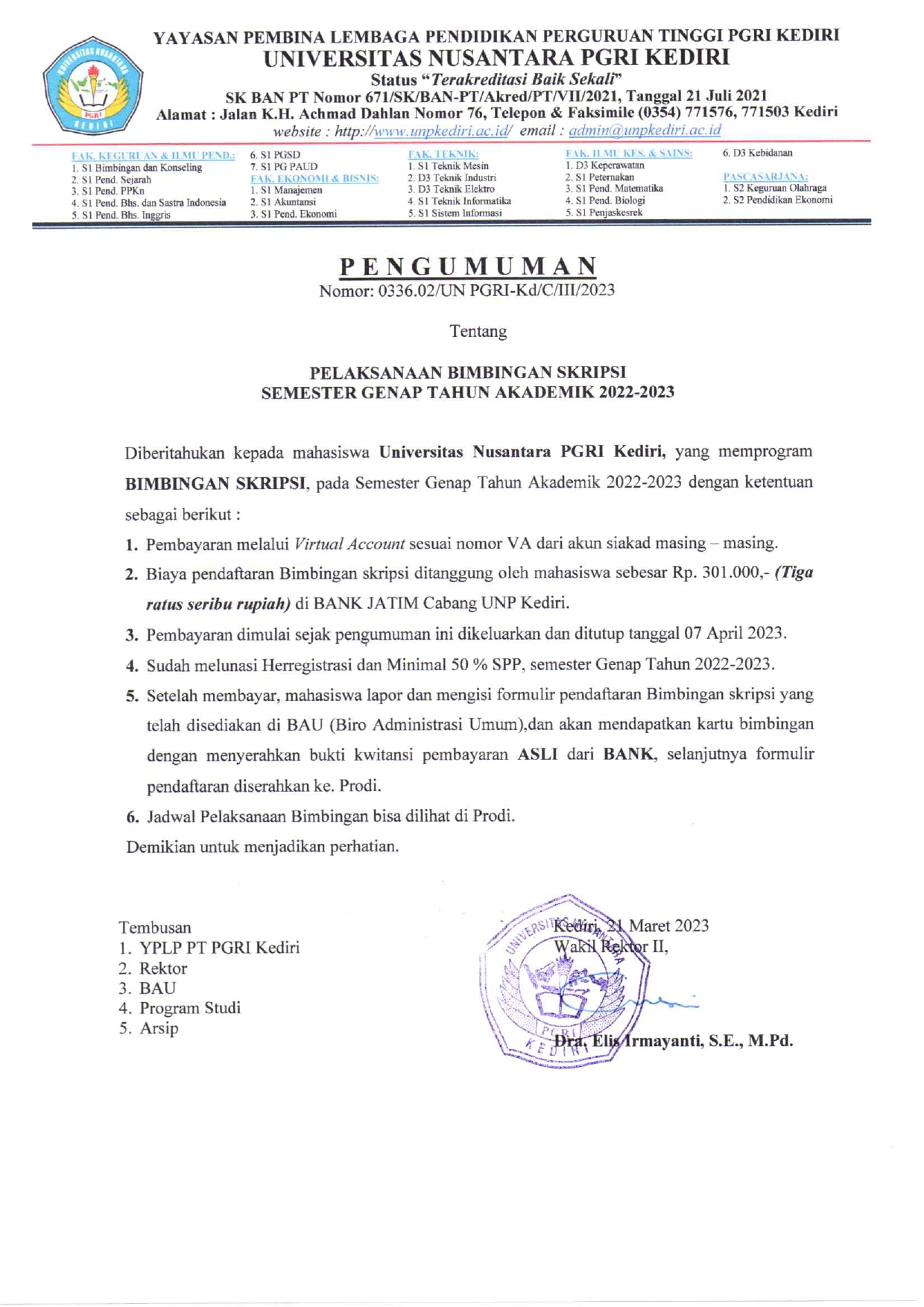 PENGUMUMAN PELAKSANAAN BIMBINGAN SKRIPSI SEMESTER GENAP TAHUN AKADEMIK ... PENGUMUMAN PELAKSANAAN BIMBINGAN SKRIPSI SEMESTER GENAP TAHUN AKADEMIK ...
