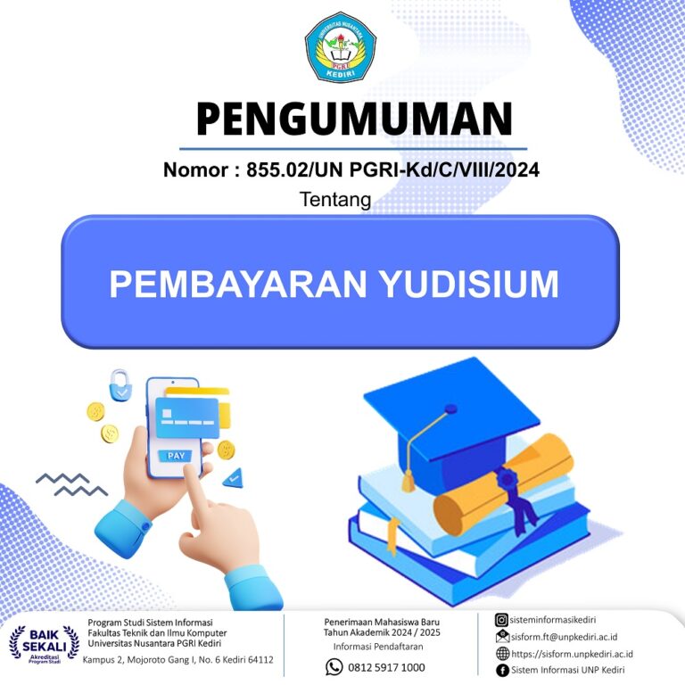 PENGUMUMAN PEMBAYARAN YUDISIUM SEMESTER GENAP TAHUN AKADEMIK 2023-2024 - Prodi Sistem Informasi